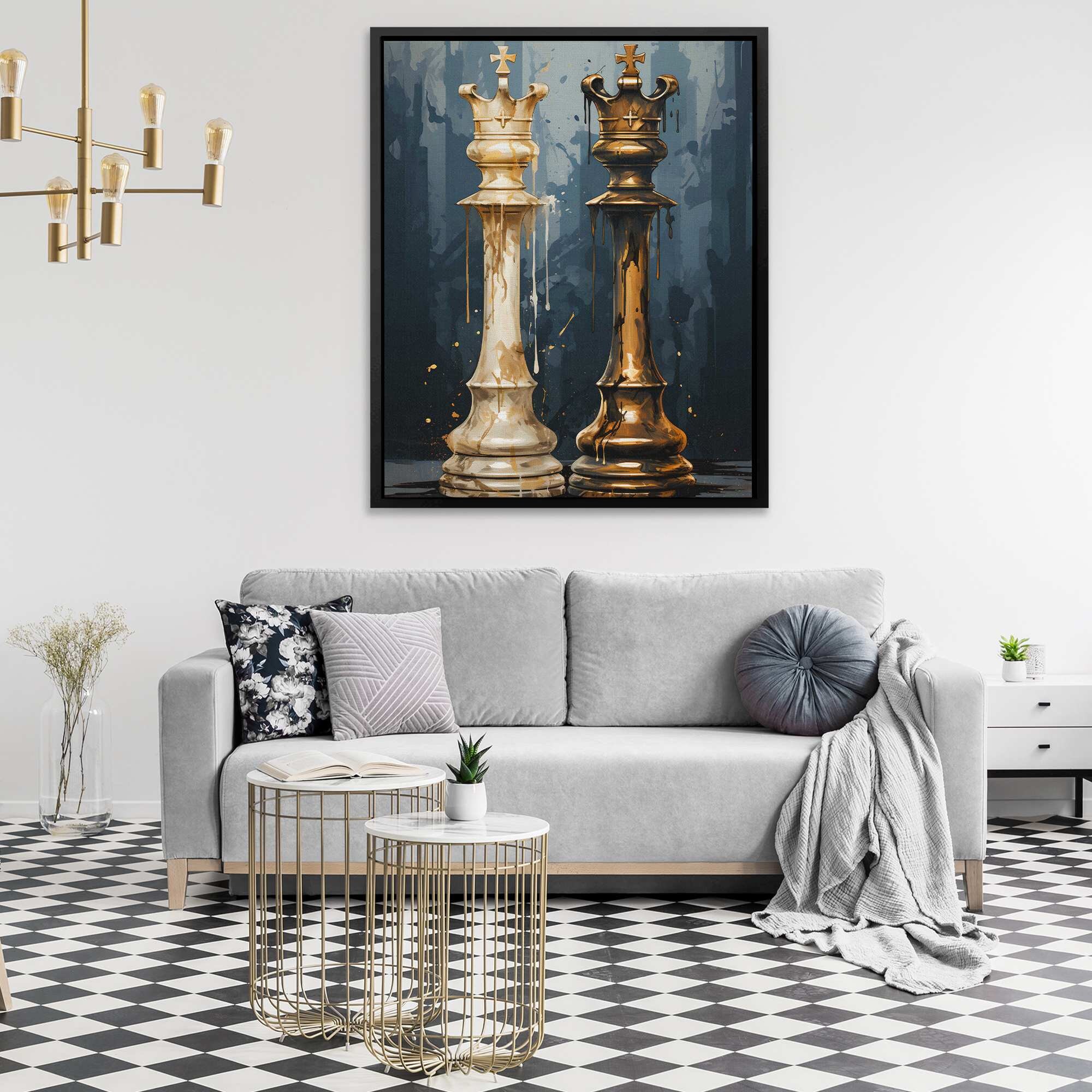 Extra Large Chess Wall Art Couples Gift, Gold Decor, Best Selling Chess ...