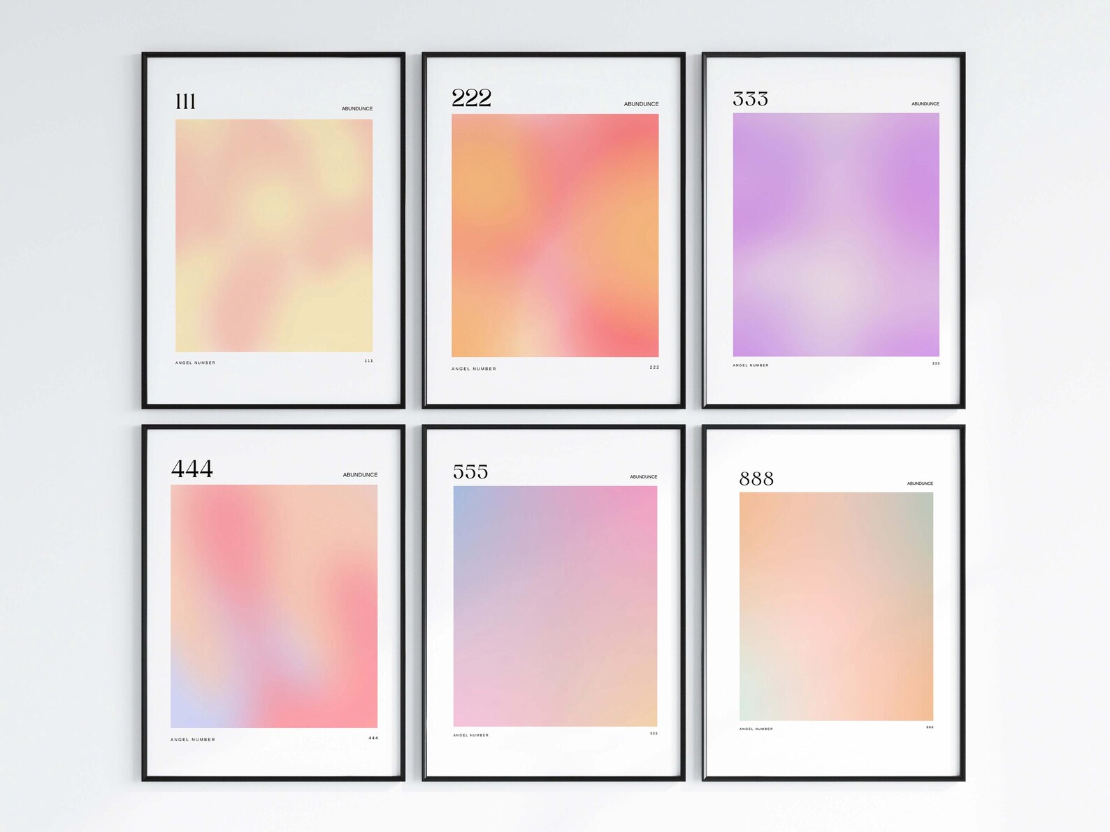 Set of 6 Aesthetic Aura Angel Number Affirmation | Trendy Spiritual ...