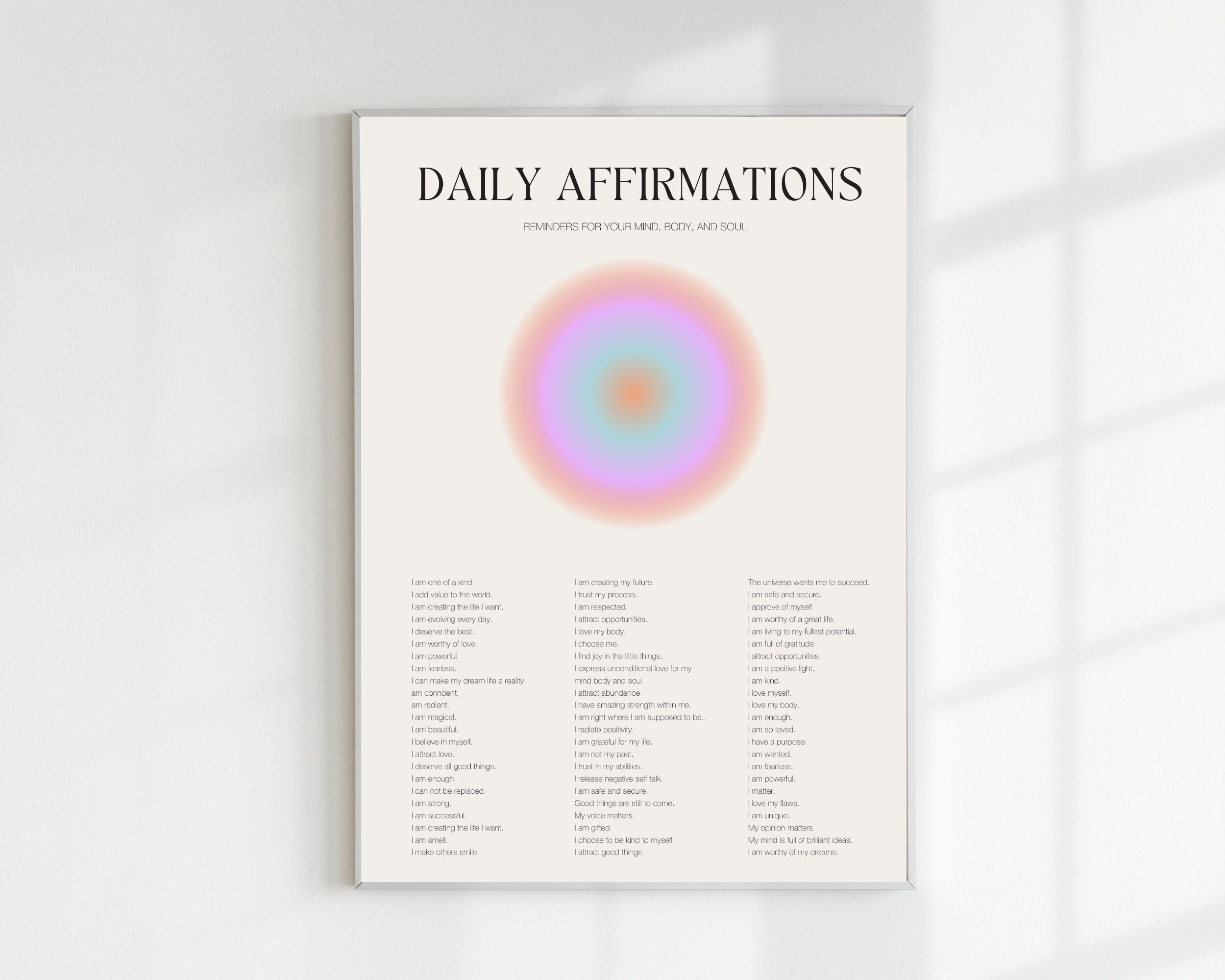 Positive Affirmations Wall Art Daily Affirmation Poster - Etsy