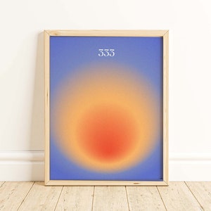 333 Blue and Yellow Aura Aesthetic Angel Number Poster, Digital ...
