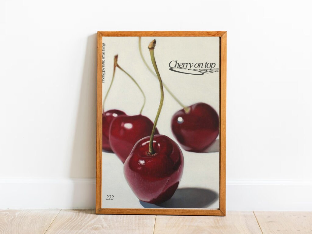 Cherry on Top Aesthetic Type Poster, Digital Download Trendy Wall Art ...