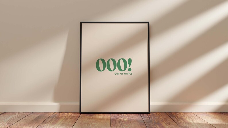 OOO! Out of Office Retro Green Typography Digital Download Poster - Etsy