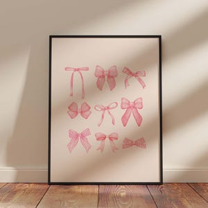 Pink Bows Poster Print Digital Download Trendy Bow Tie Aesthetic Wall ...