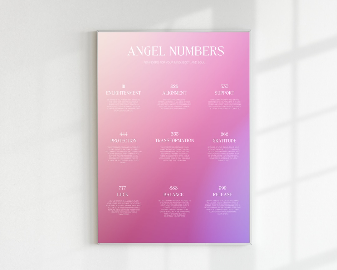 Angel Number Gradient Poster: Spiritual Wall Art (digital Download) - Etsy