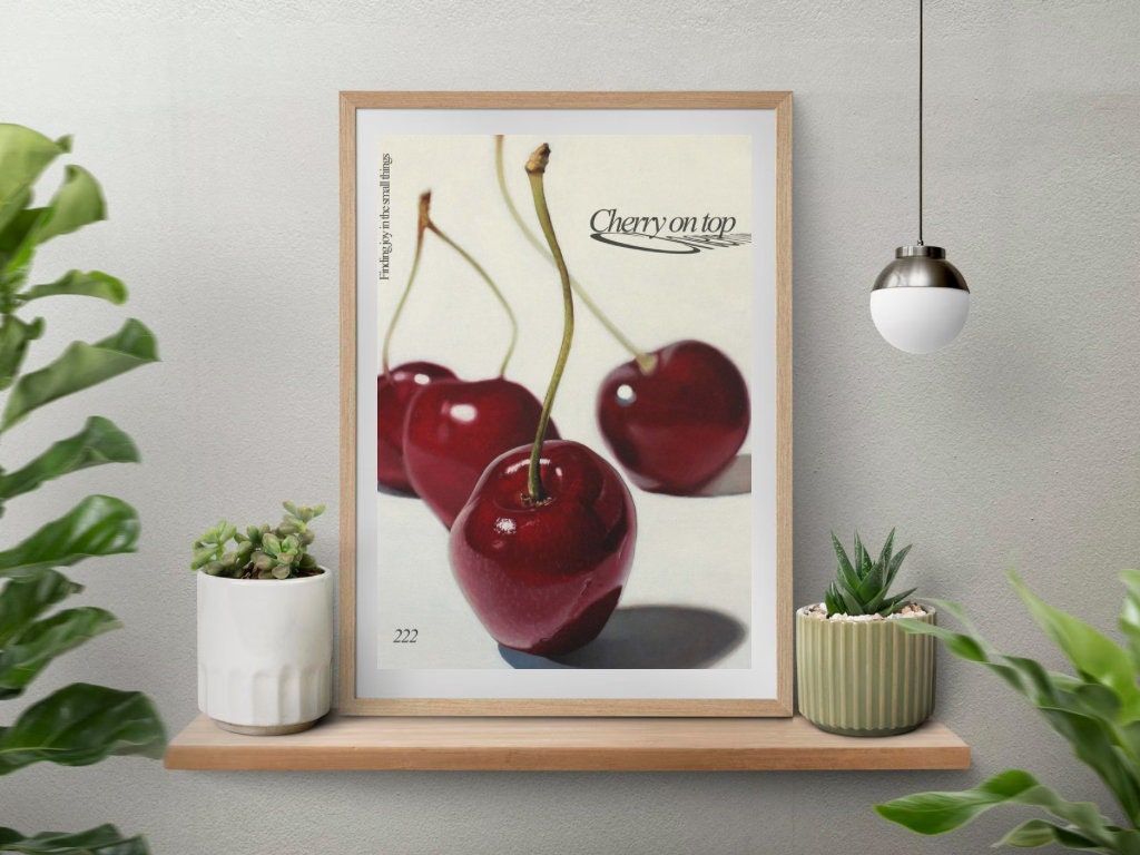Cherry on Top Aesthetic Type Poster, Digital Download Trendy Wall Art ...