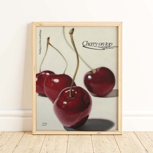 Cherry on Top Aesthetic Type Poster, Digital Download Trendy Wall Art ...