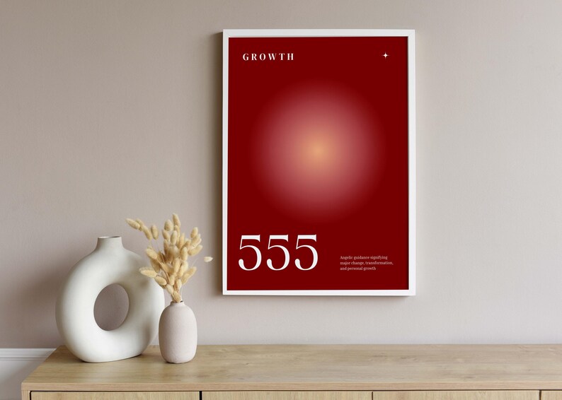 555 Angel Number Gradient Poster: Aura Aesthetic Wall Art (digital ...