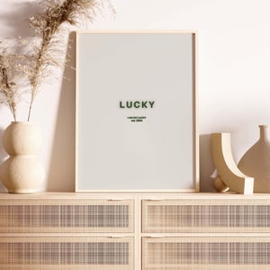 LUCKY I Am so Lucky Affirmation Poster Green Retro Typography Poster - Etsy