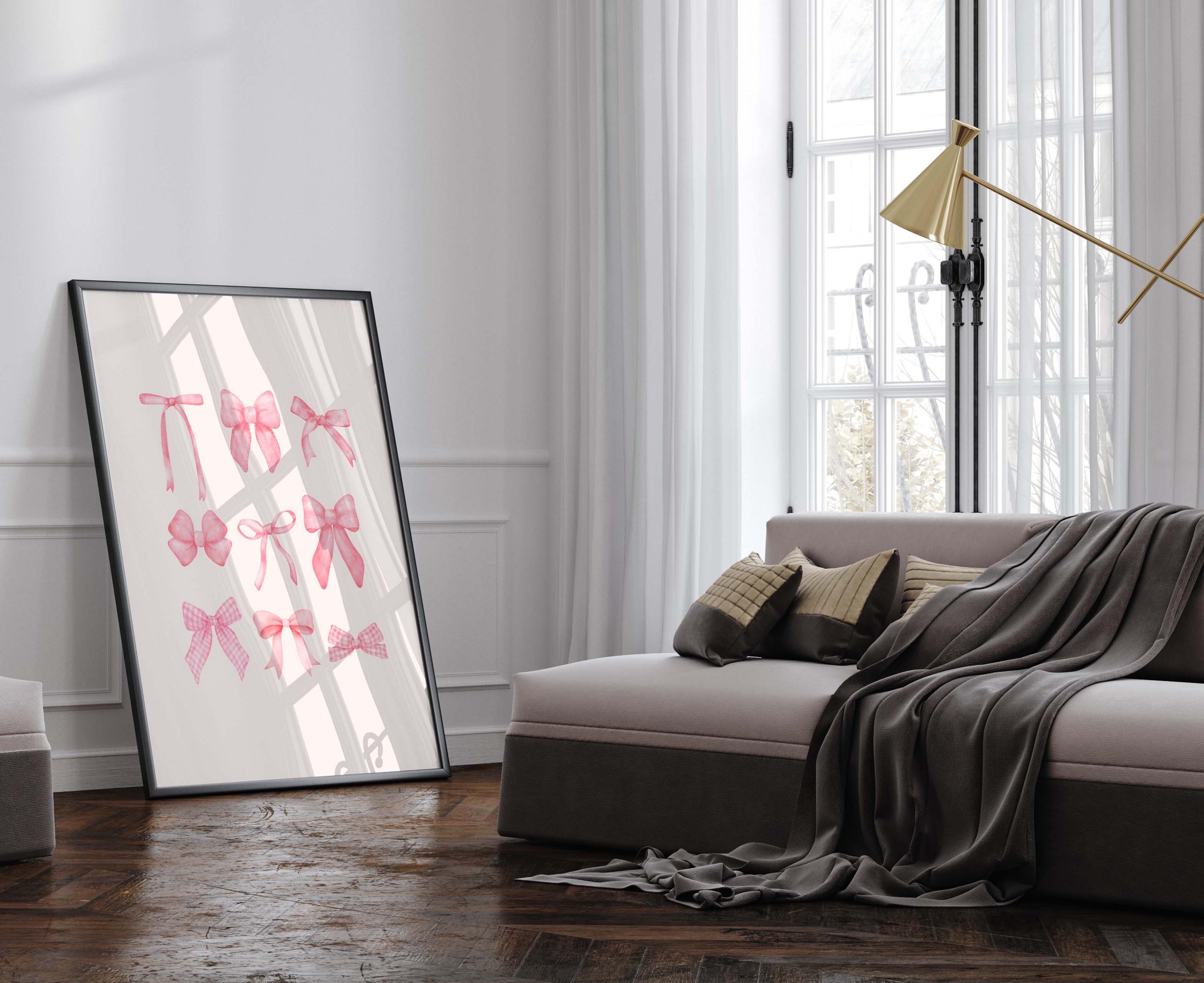 Pink Bows Poster Print Digital Download | Trendy Bow Tie Aesthetic Wall ...