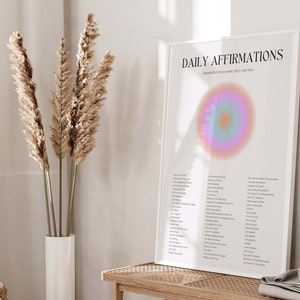 Positive Affirmations Wall Art, Daily Affirmation Poster, Words of ...