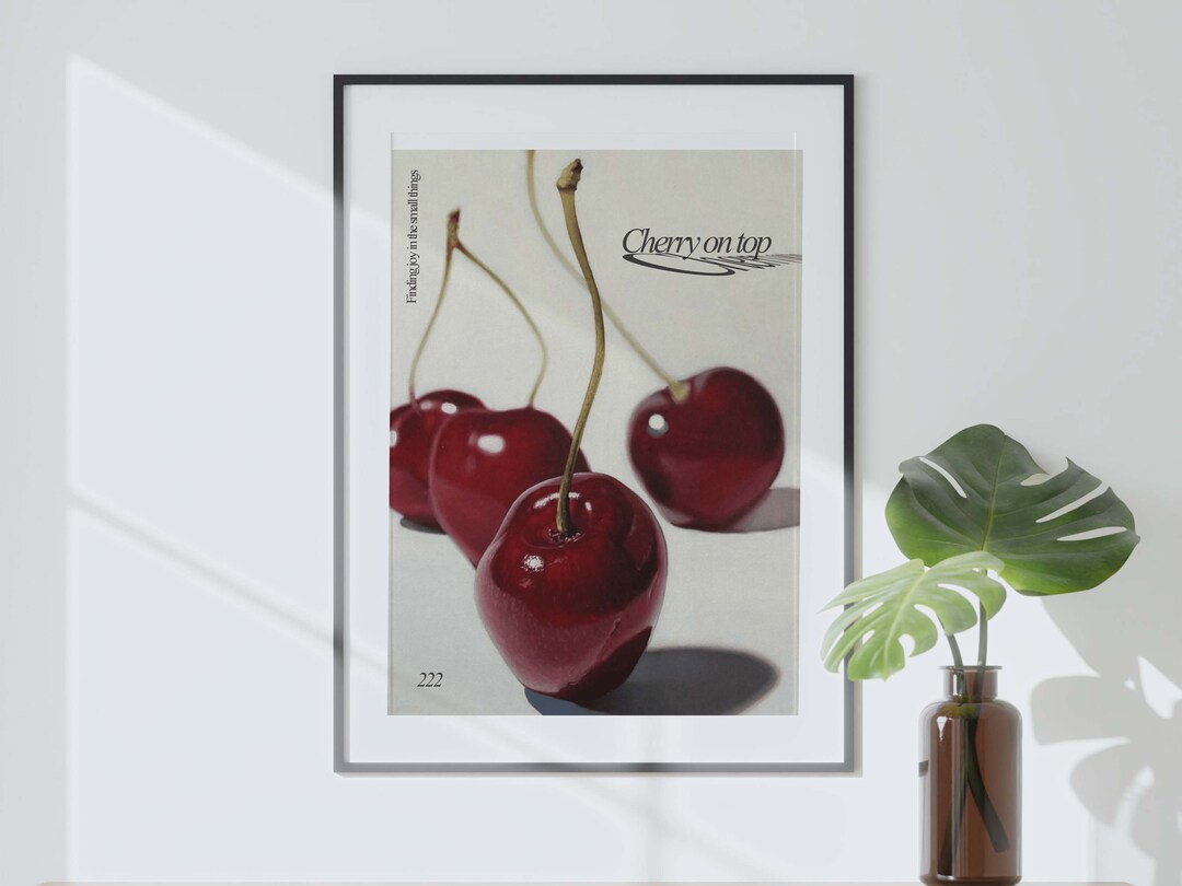 Cherry on Top Aesthetic Type Poster, Digital Download Trendy Wall Art ...