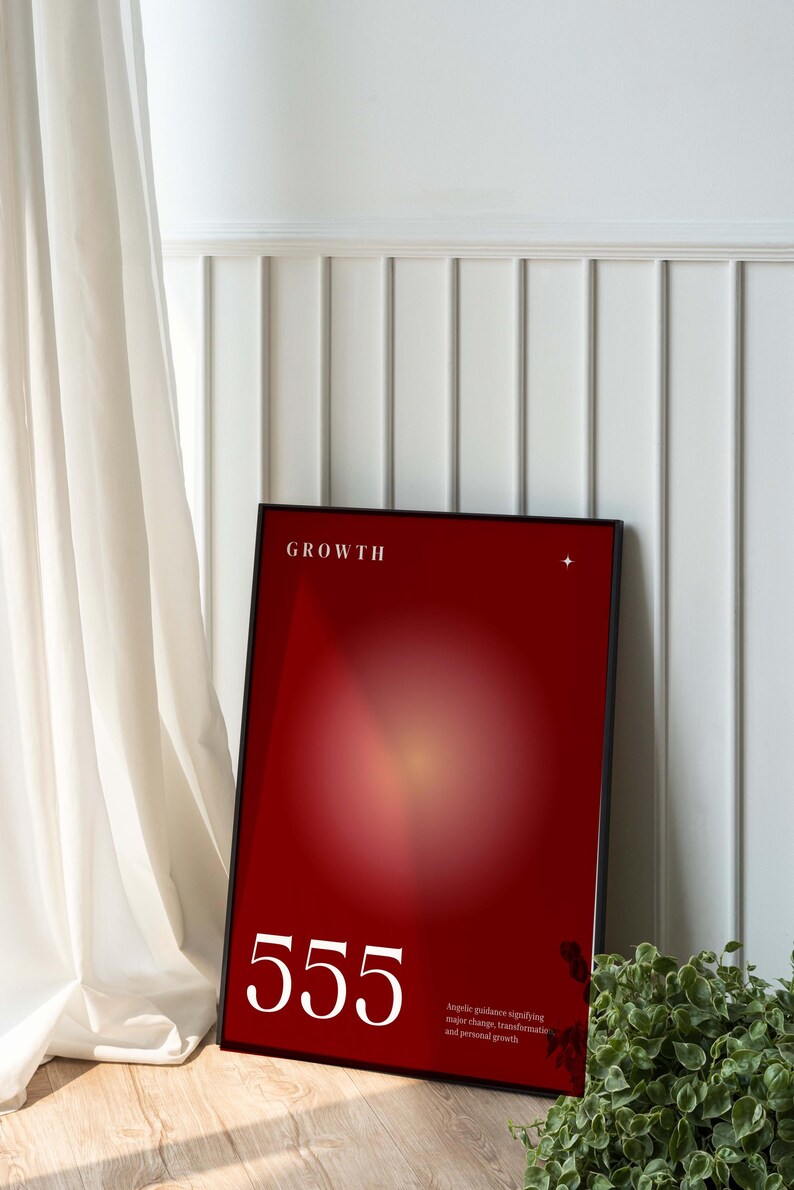 555 Angel Number Gradient Poster: Aura Aesthetic Wall Art (digital ...