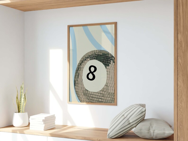 8 Ball Disco Ball Print: Retro Trendy Wall Art (digital Download) - Etsy