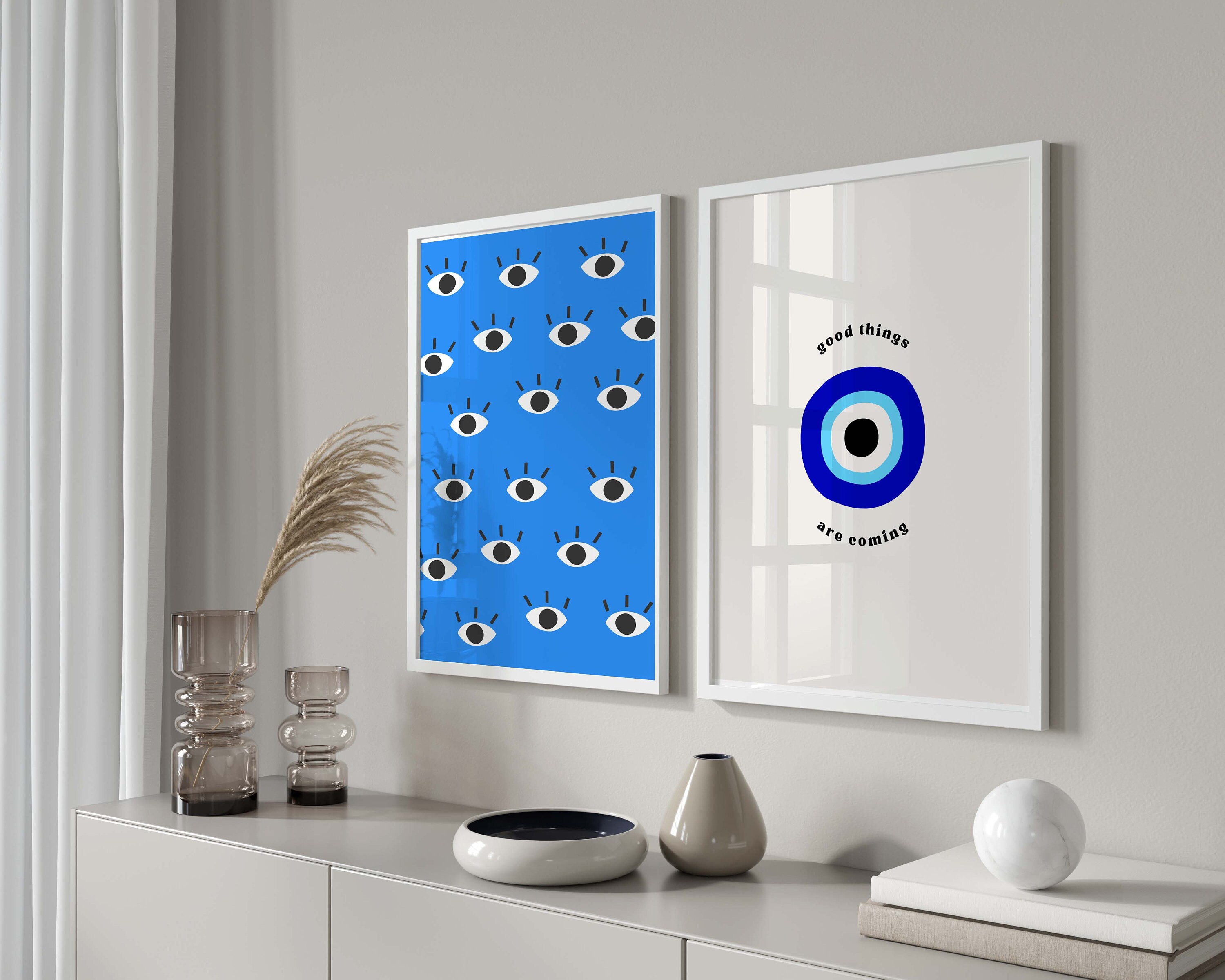 Set of 2 Retro Spiritual Poster, Evil Eye Print, Digital Download ...
