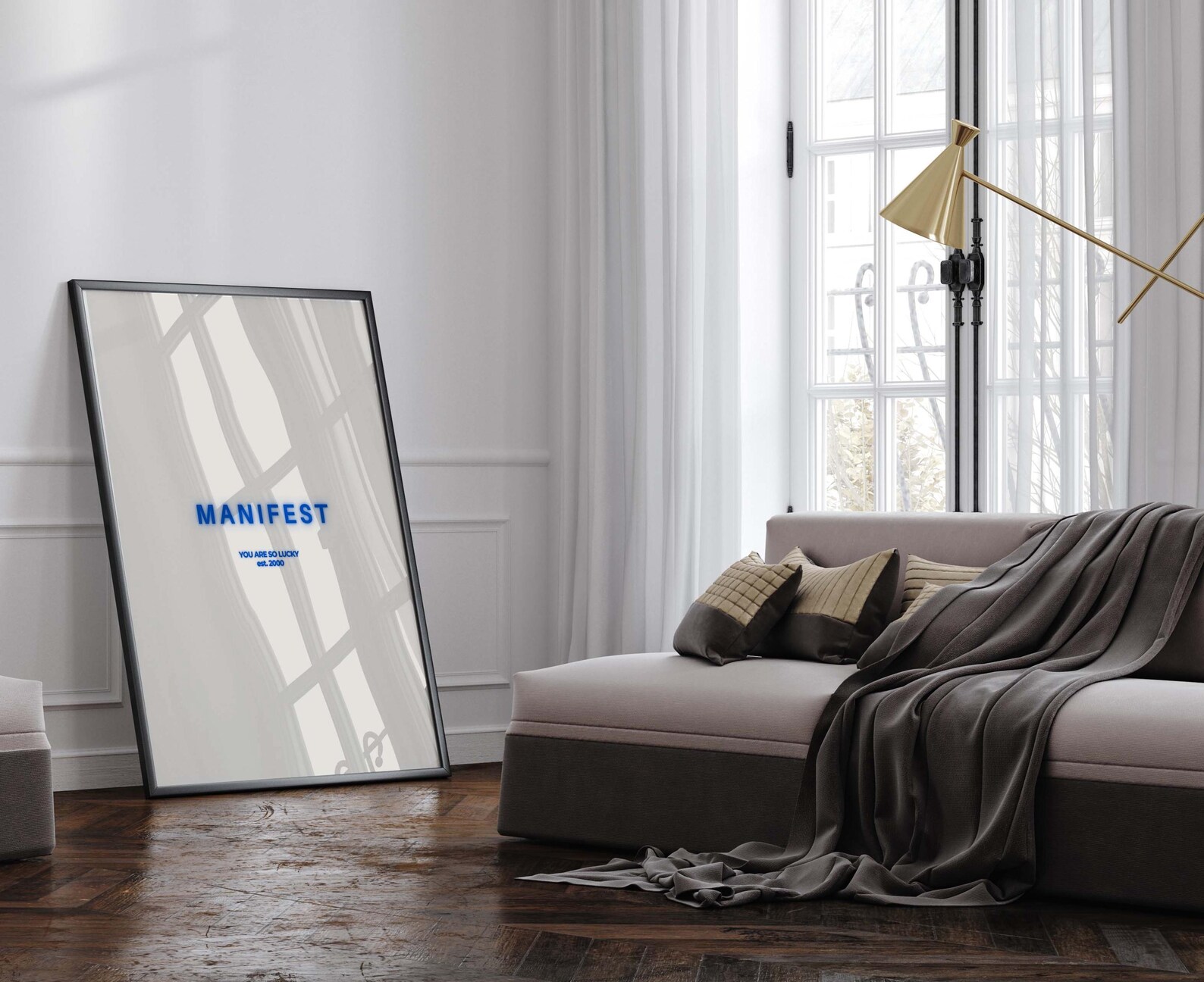 MANIFEST Blue Typography You Are so Lucky Poster Trendy Affirmation ...