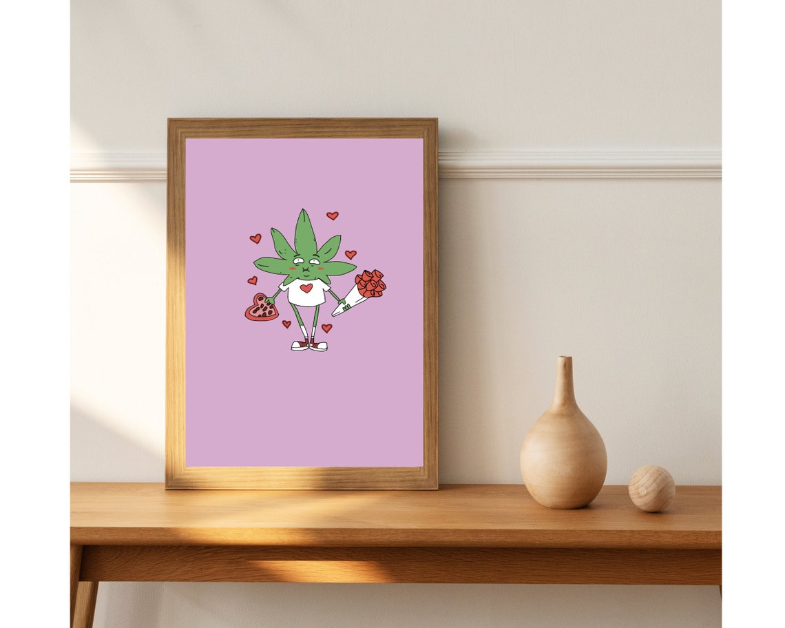 Weed Art Poster, Marijuana Poster Print, Cannabis Art Cartoon, Stoner ...