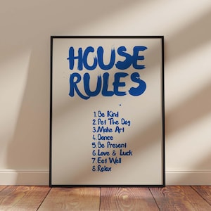House Rules Art Print: Blue Handwriting Quote (digital Download) - Etsy