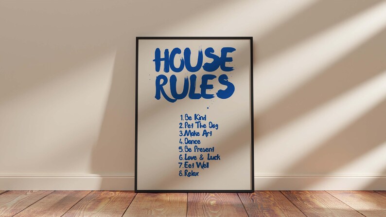 House Rules Art Print: Blue Handwriting Quote (digital Download) - Etsy