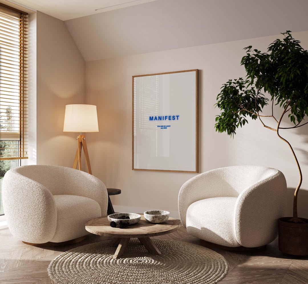 MANIFEST Blue Typography You Are so Lucky Poster Trendy Affirmation ...