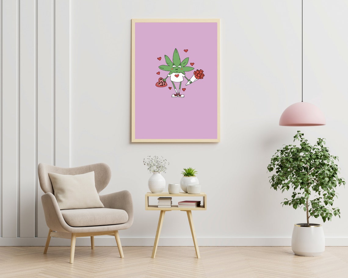 Weed Art Poster, Marijuana Poster Print, Cannabis Art Cartoon, Stoner ...