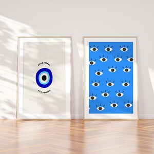 Set of 2 Retro Spiritual Poster, Evil Eye Print, Digital Download ...