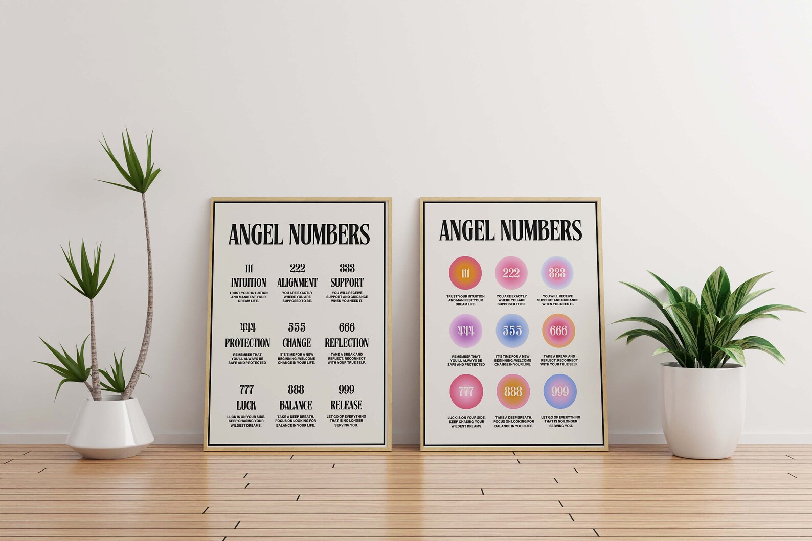 Set of 2 Angel Number Meanings Aura Spiritual Posters Aesthetic Wall ...