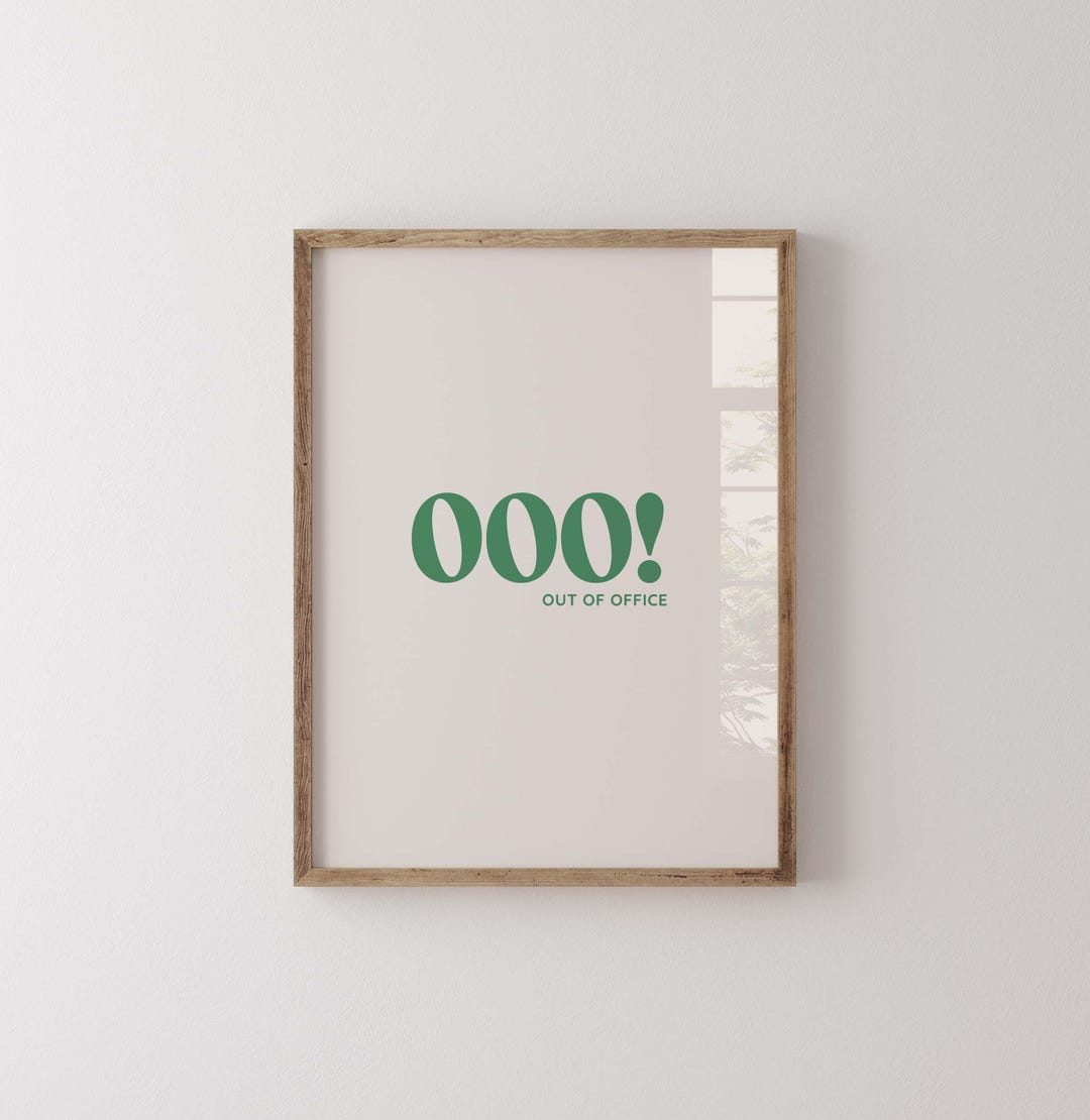 OOO Out of Office Retro Green Typography Digital Download Poster - Etsy
