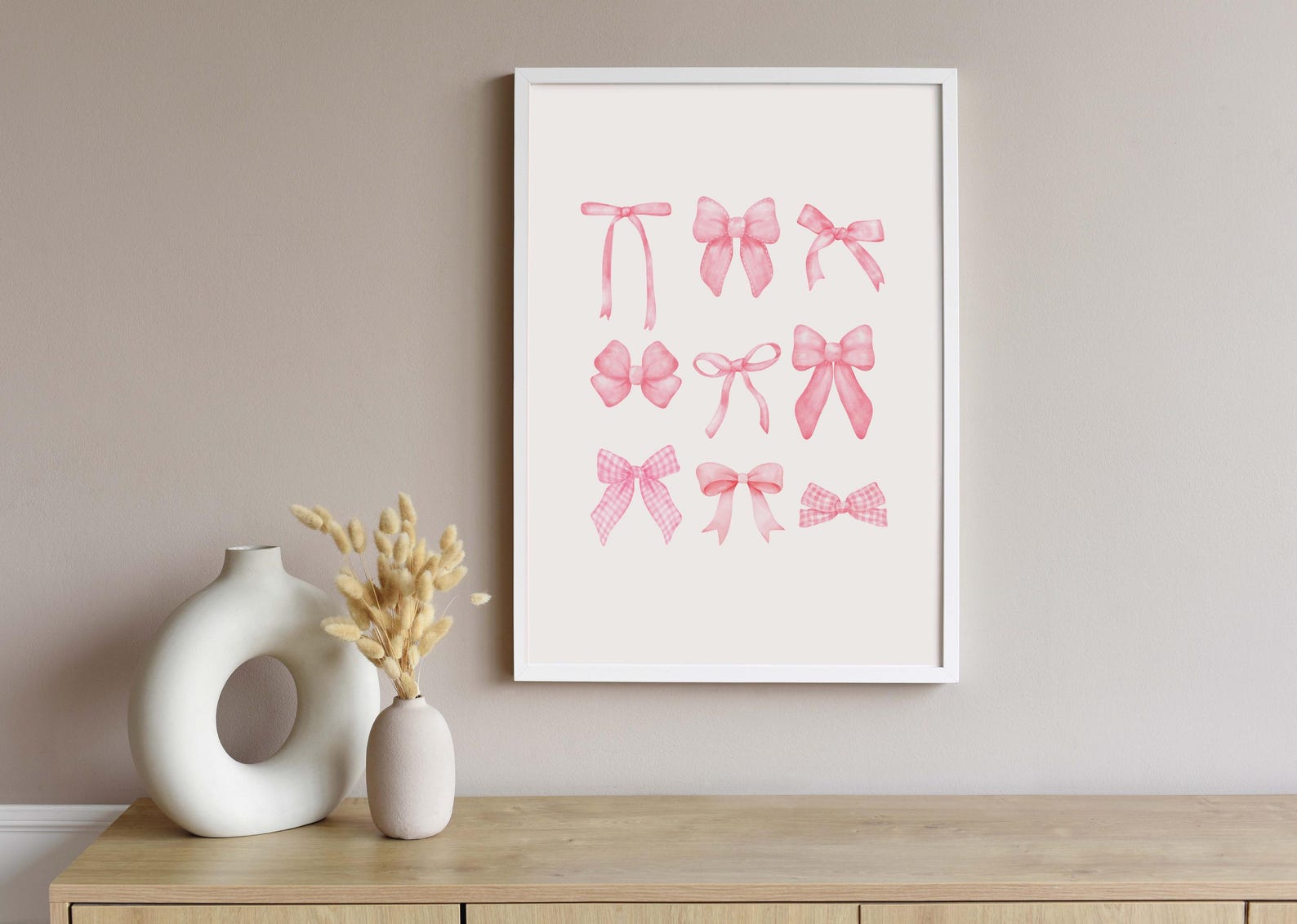 Pink Bows Poster Print Digital Download | Trendy Bow Tie Aesthetic Wall ...