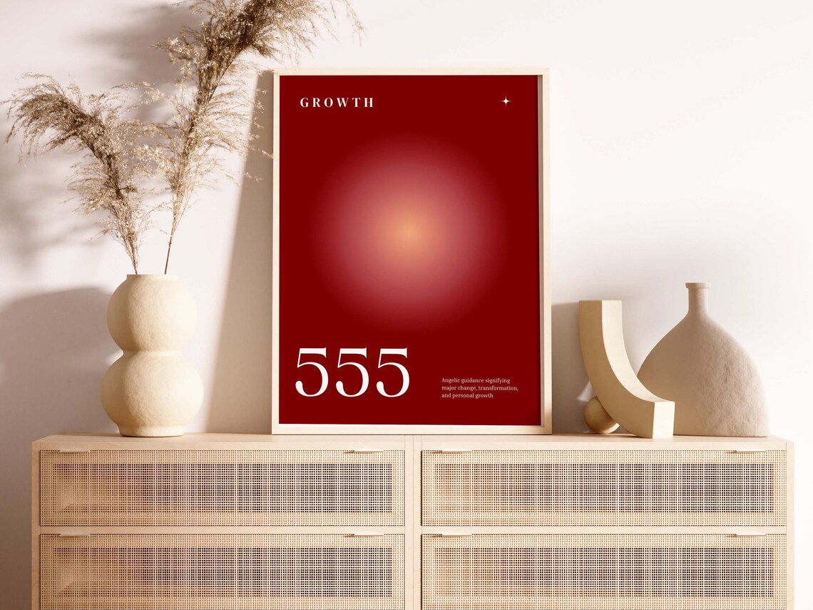 555 Angel Number Gradient Poster: Aura Aesthetic Wall Art (digital ...