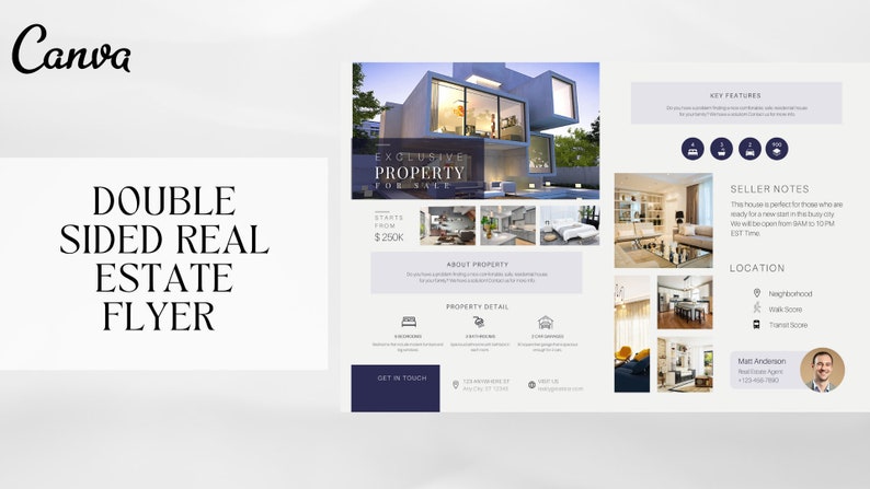 Double Sided Real Estate Listing Flyer - Etsy