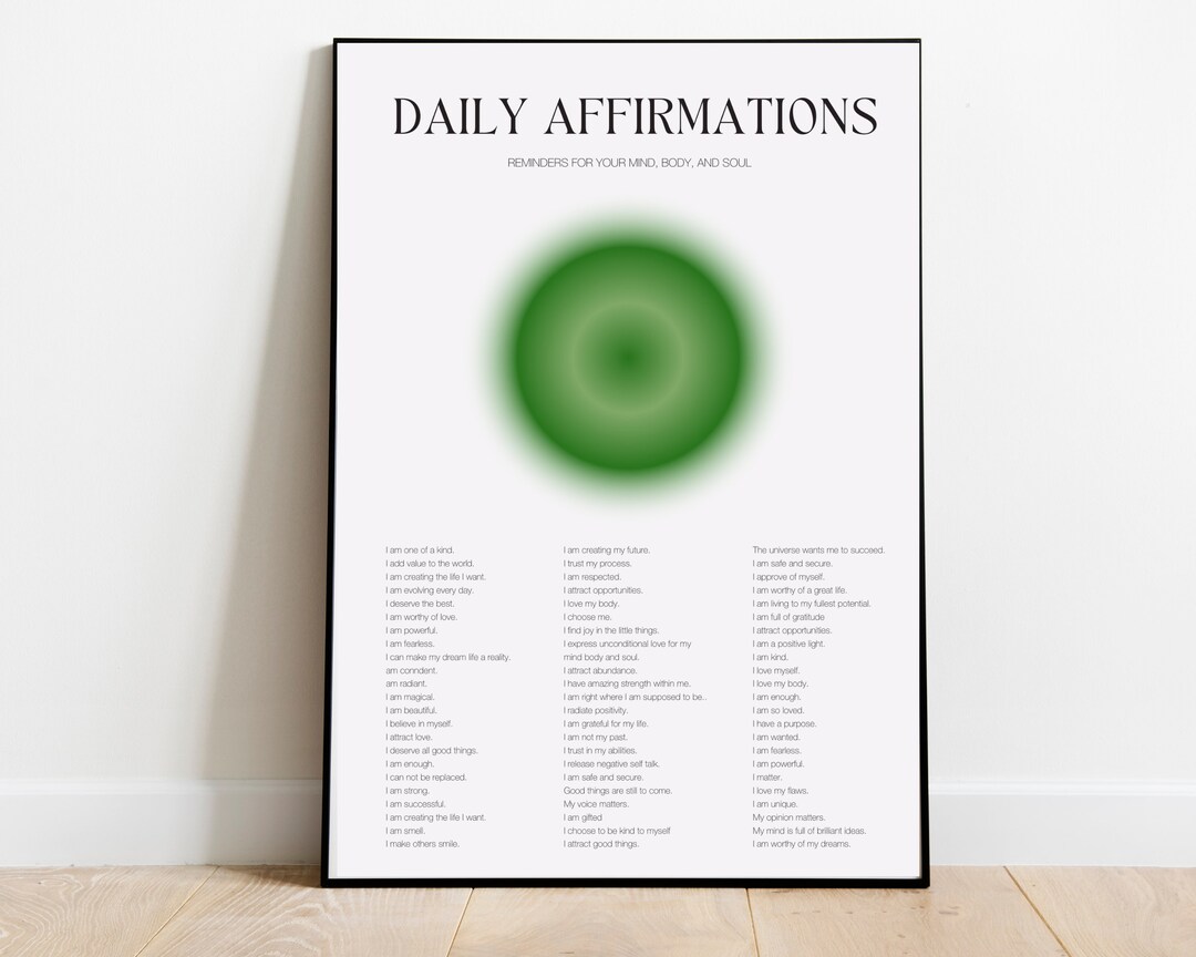 Positive Affirmations Wall Art, Daily Affirmation Poster, Words of ...