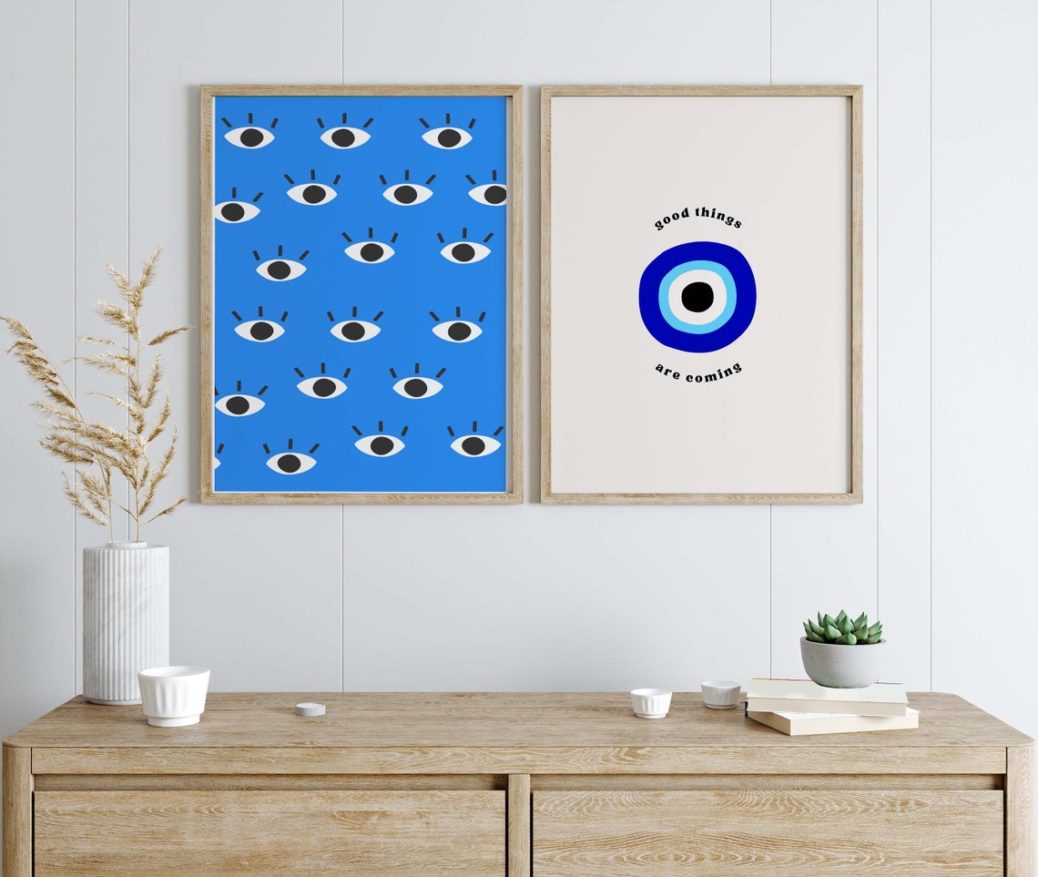 Set of 2 Retro Spiritual Poster, Evil Eye Print, Digital Download ...