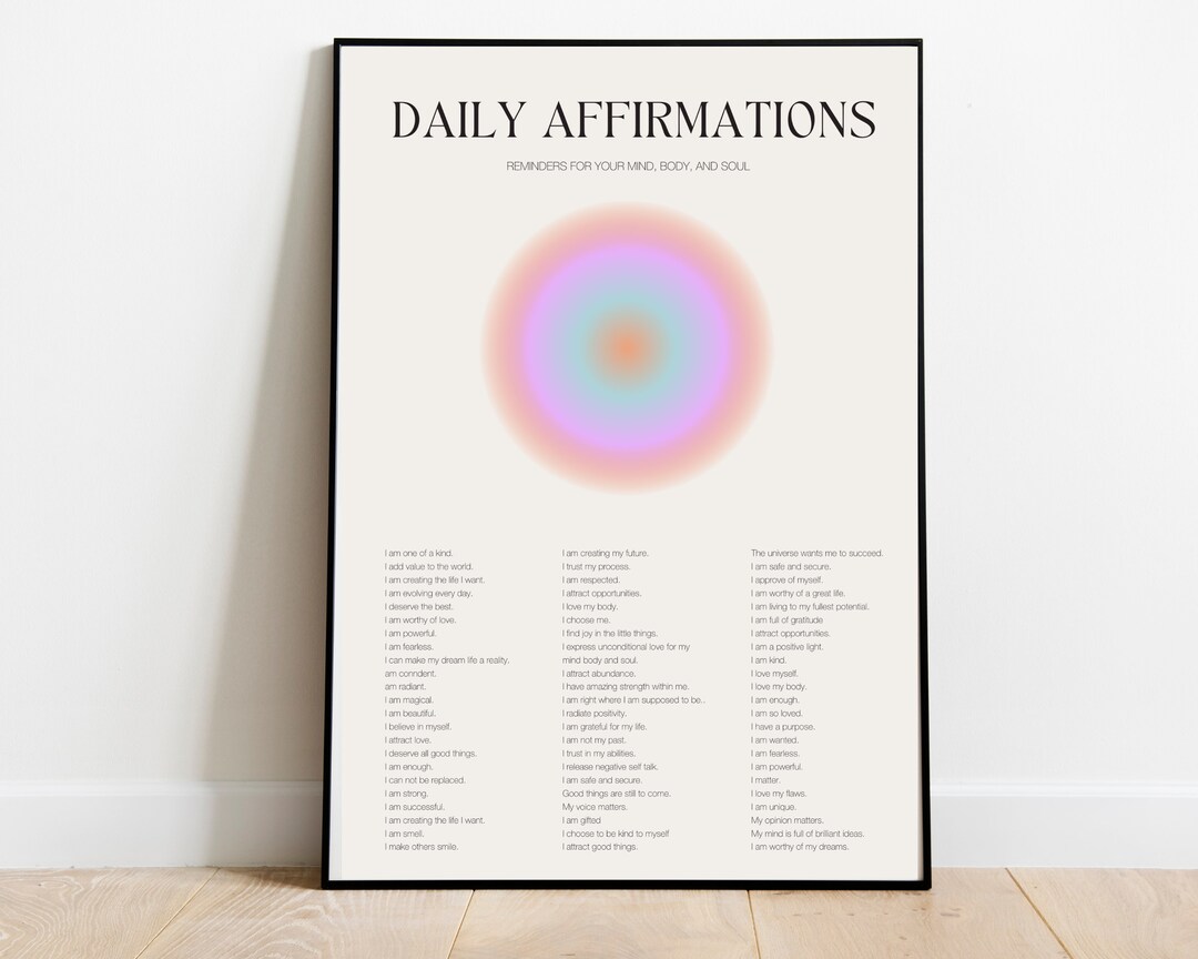 Positive Affirmations Wall Art Daily Affirmation Poster - Etsy