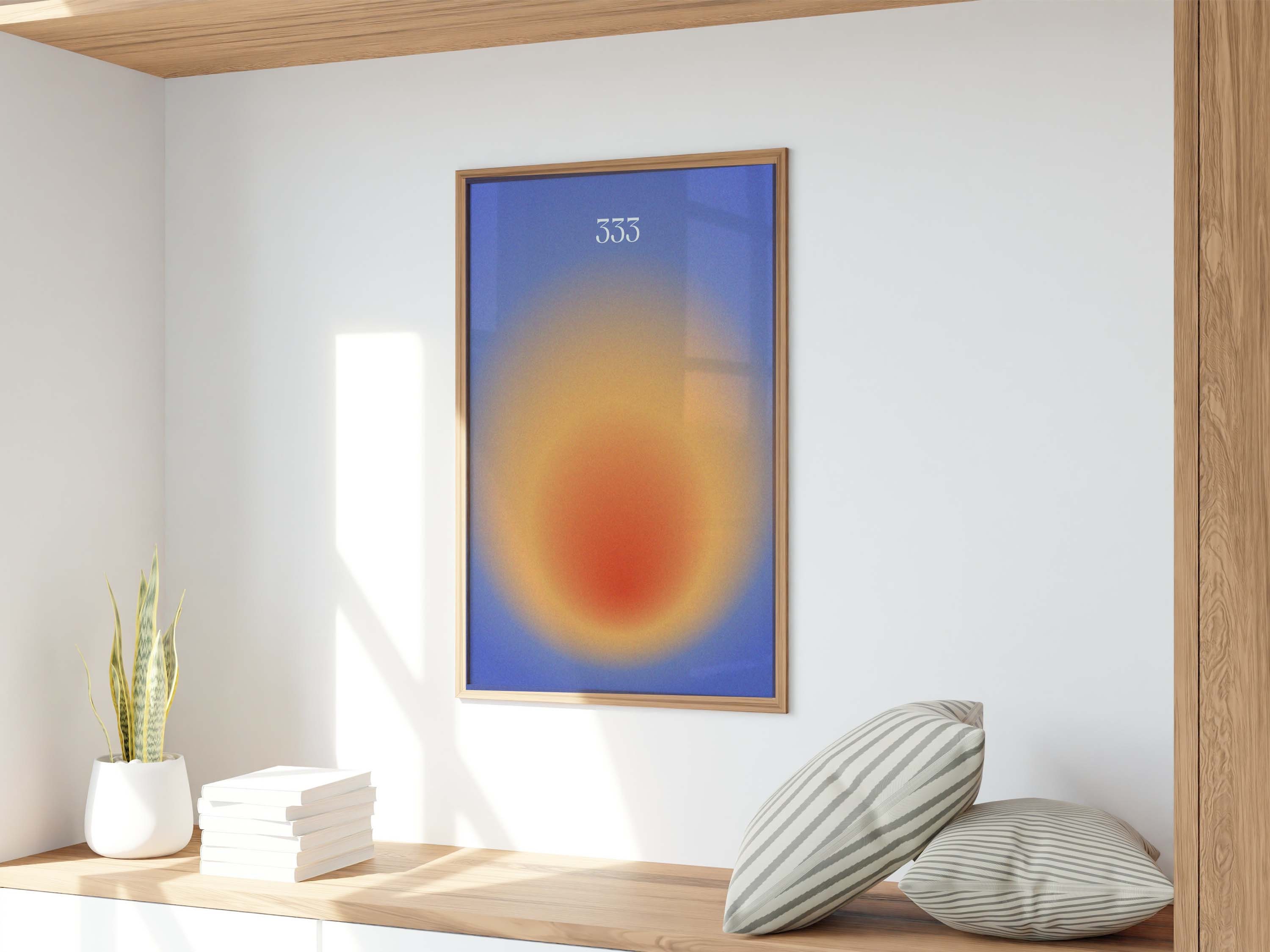 333 Blue and Yellow Aura Aesthetic Angel Number Poster, Digital ...