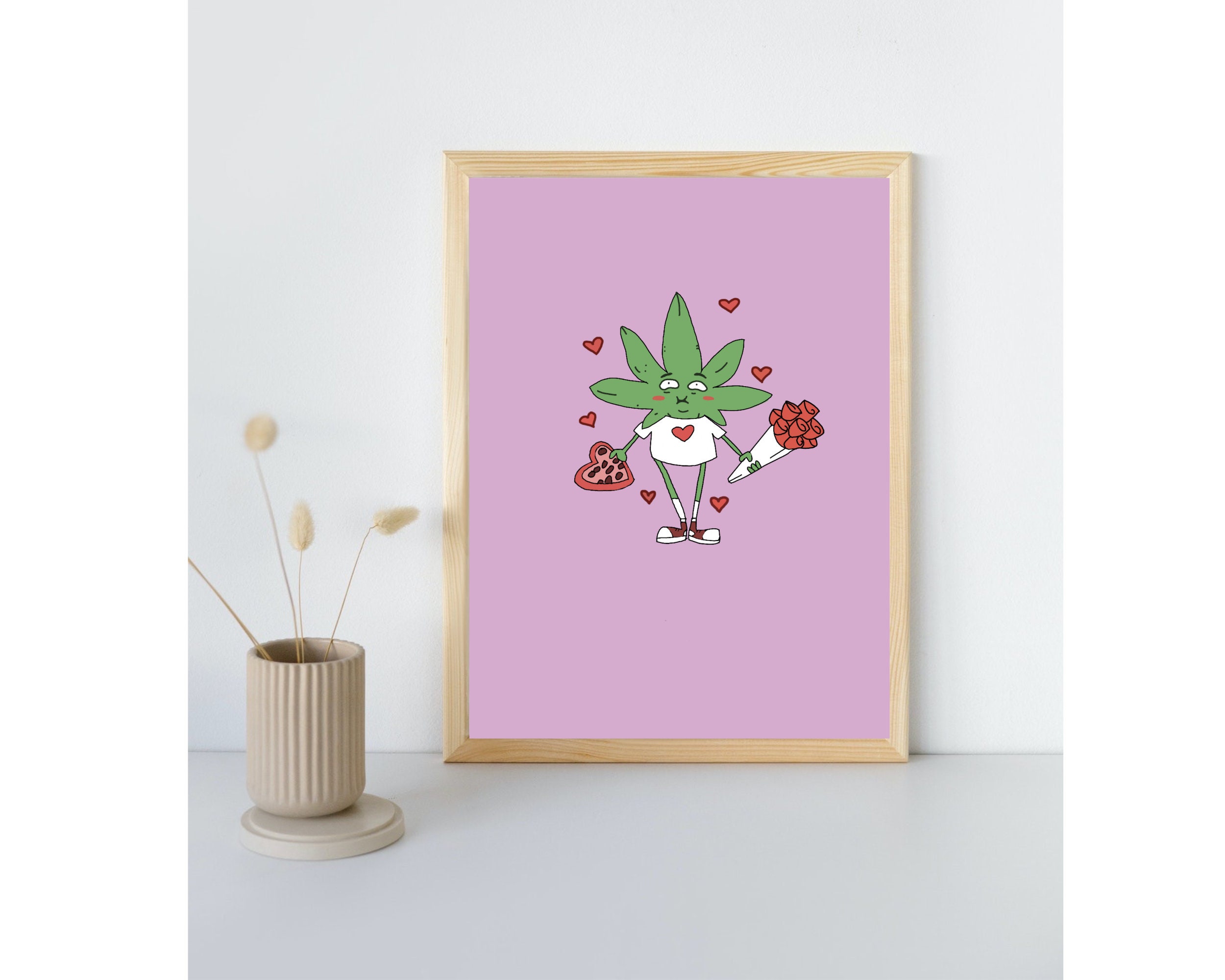 Weed Art Poster, Marijuana Poster Print, Cannabis Art Cartoon, Stoner ...