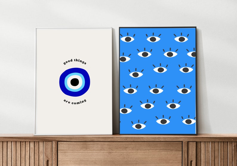 Set of 2 Retro Spiritual Poster, Evil Eye Print, Digital Download ...