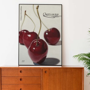 Cherry on Top Aesthetic Type Poster, Digital Download Trendy Wall Art ...