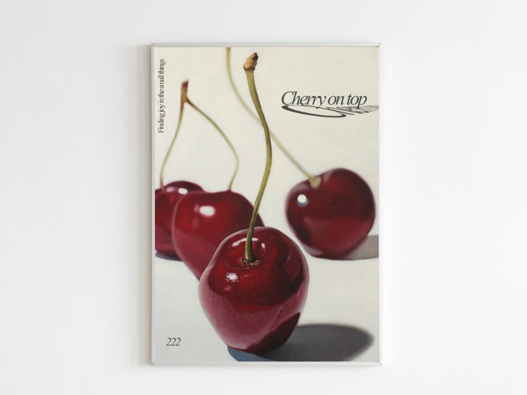 Cherry on Top Aesthetic Type Poster, Digital Download Trendy Wall Art ...