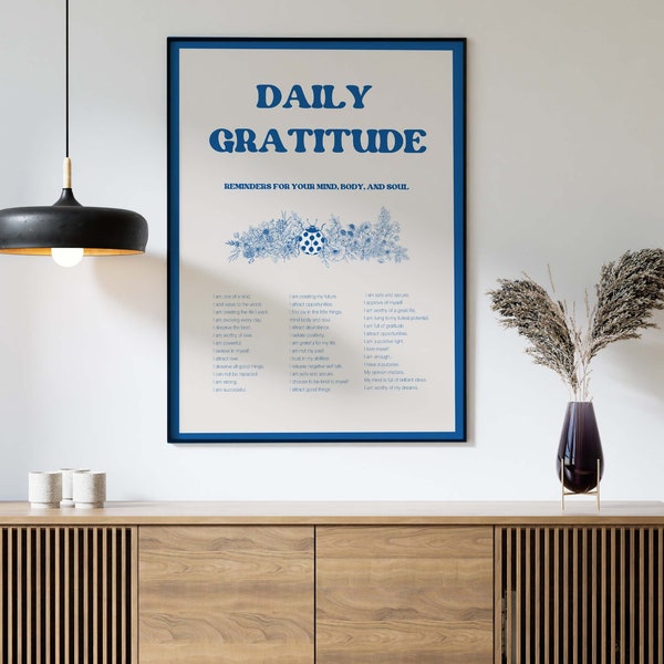 Blue Daily Affirmations Poster - Etsy