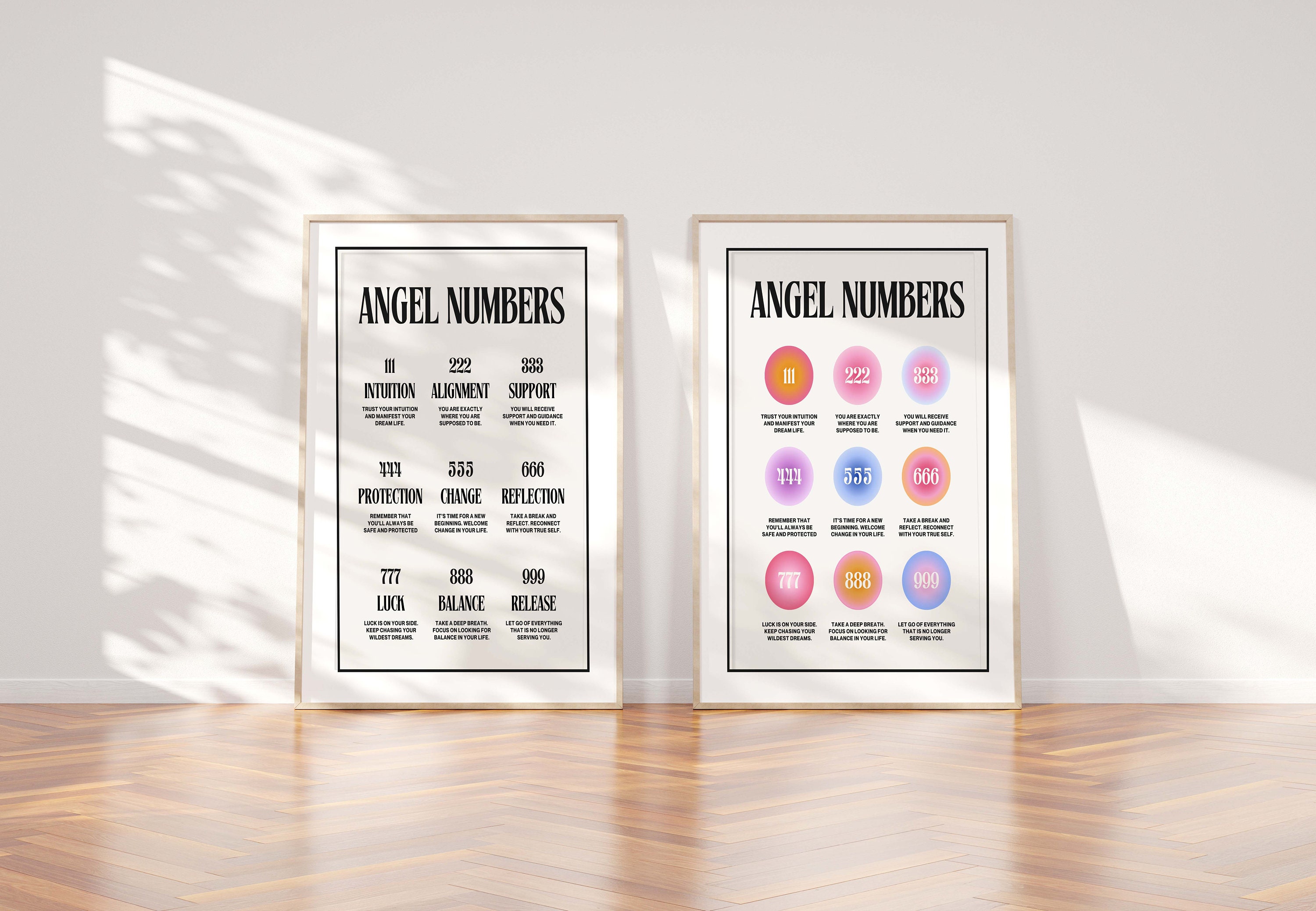 Set of 2 Angel Number Meanings Aura Spiritual Posters Aesthetic Wall ...
