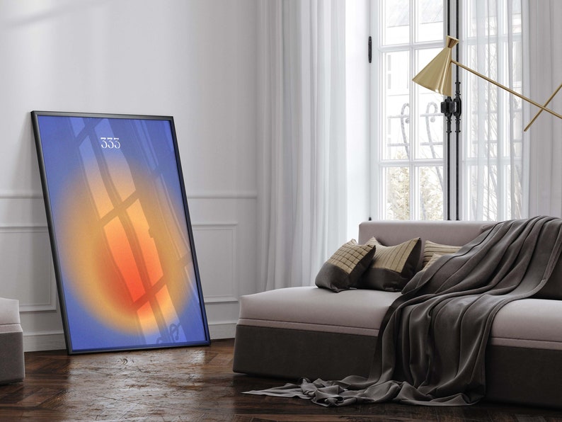 333 Blue and Yellow Aura Aesthetic Angel Number Poster, Digital ...