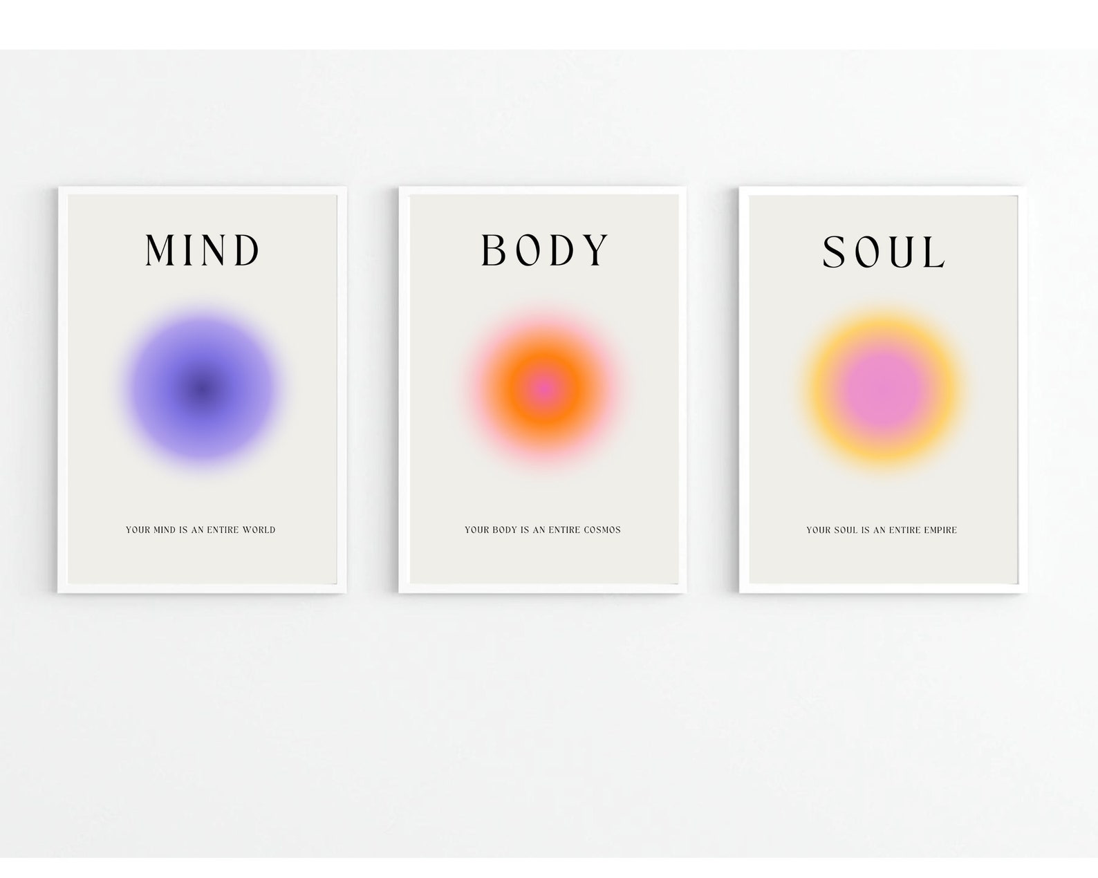 Aura Posters Set of 3, Gradient Wall Art, Positive Affirmations ...