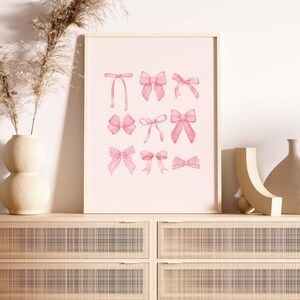 Pink Bows Poster Print Digital Download | Trendy Bow Tie Aesthetic Wall ...