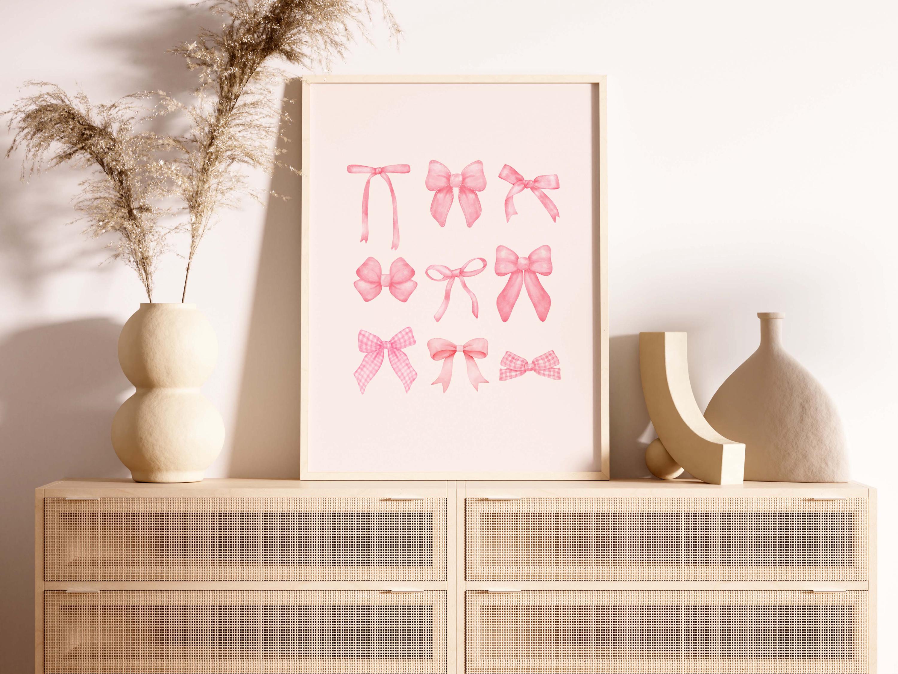 Pink Bows Poster Print Digital Download | Trendy Bow Tie Aesthetic Wall ...