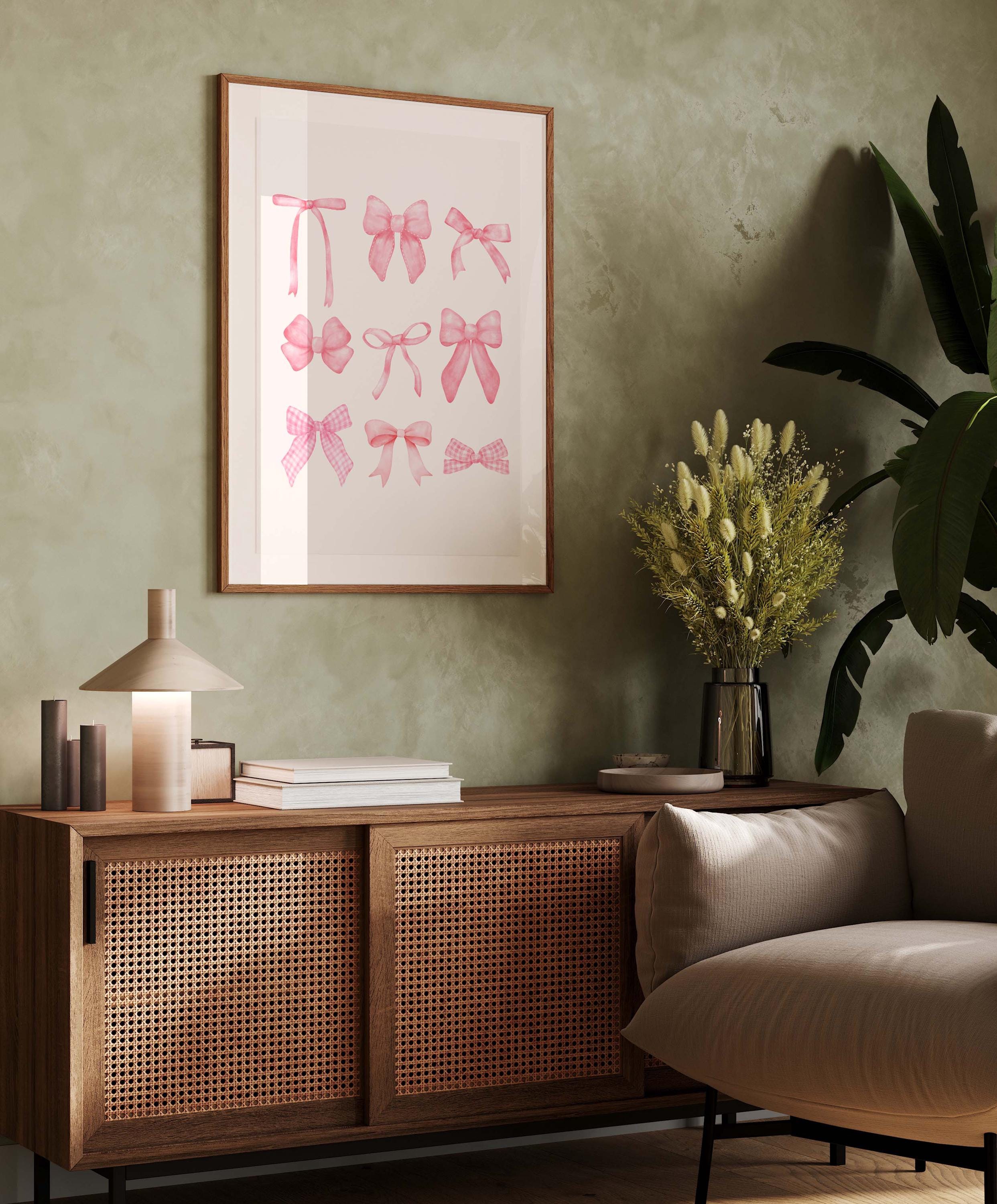Pink Bows Poster Print Digital Download | Trendy Bow Tie Aesthetic Wall ...