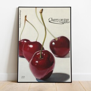 Cherry on Top Aesthetic Type Poster, Digital Download Trendy Wall Art ...