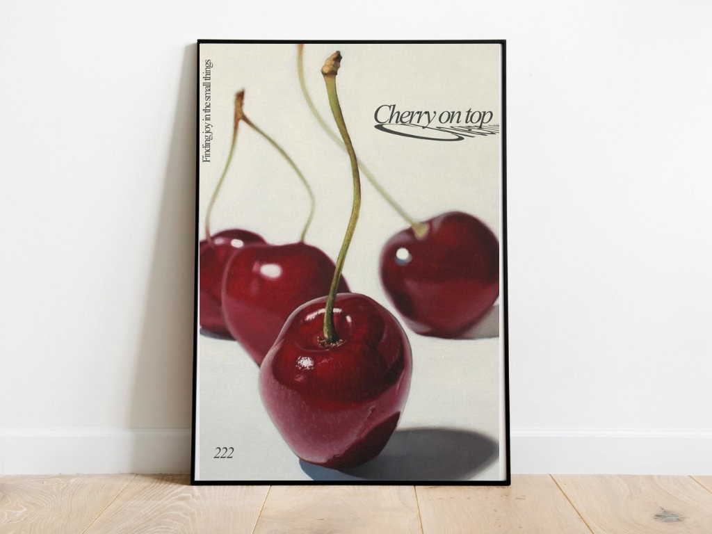 Cherry on Top Aesthetic Type Poster, Digital Download Trendy Wall Art ...