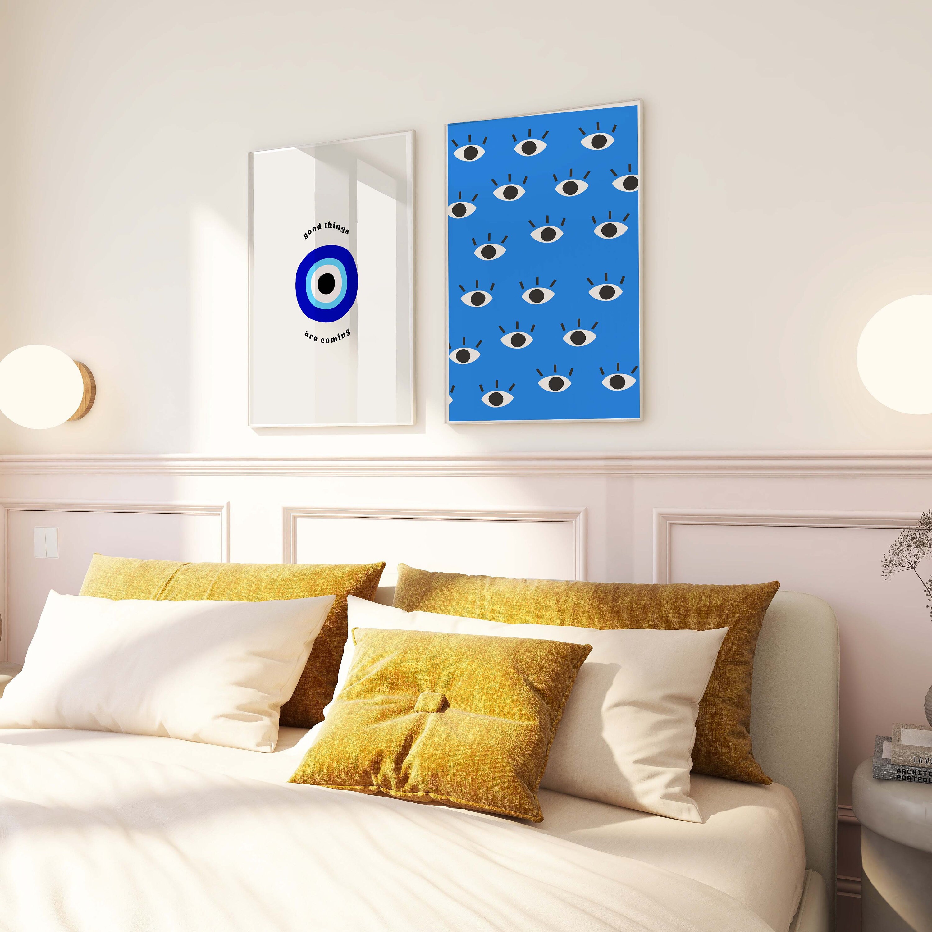 Set of 2 Retro Spiritual Poster, Evil Eye Print, Digital Download ...