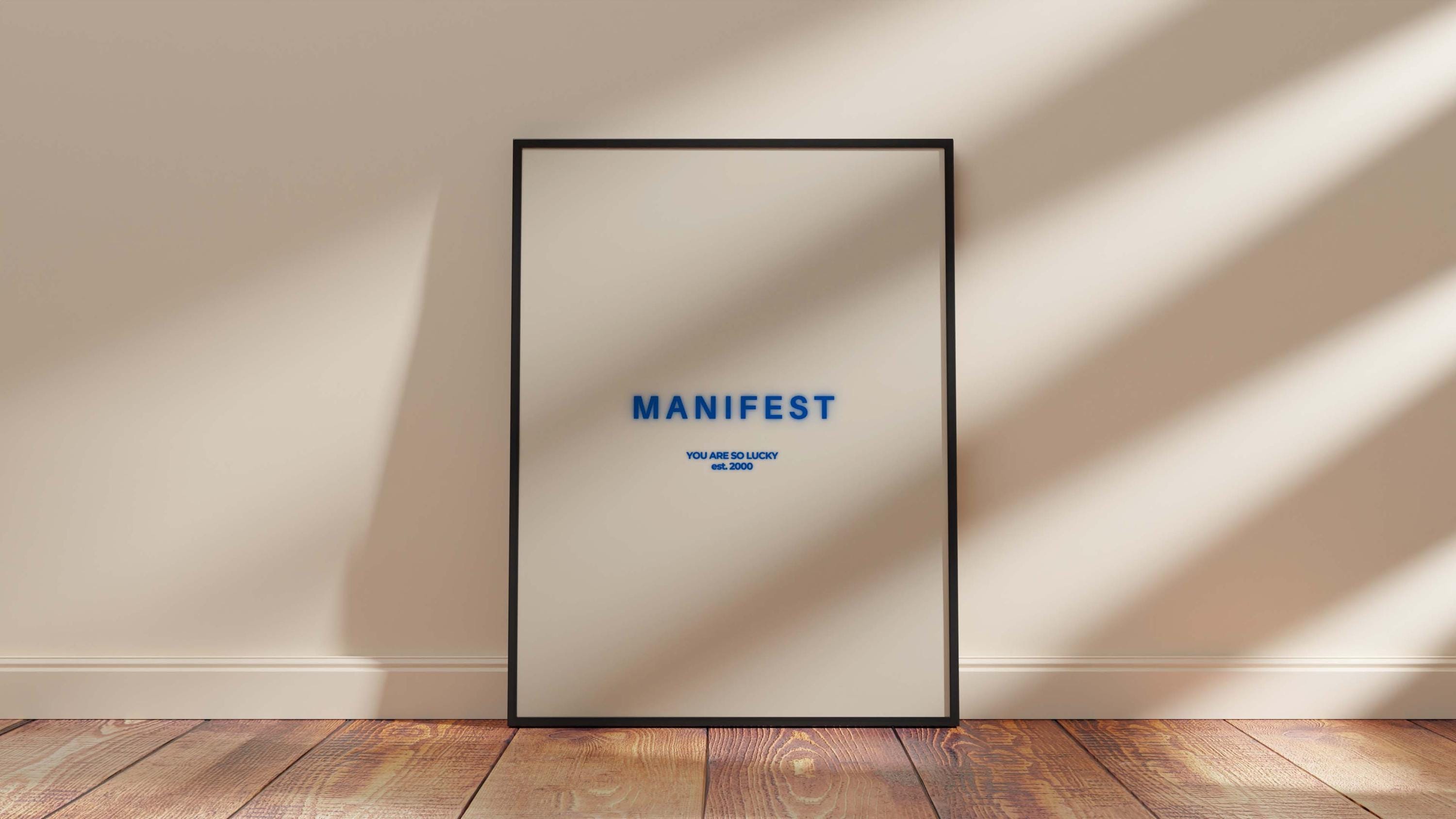 MANIFEST Blue Typography You Are so Lucky Poster Trendy Affirmation ...
