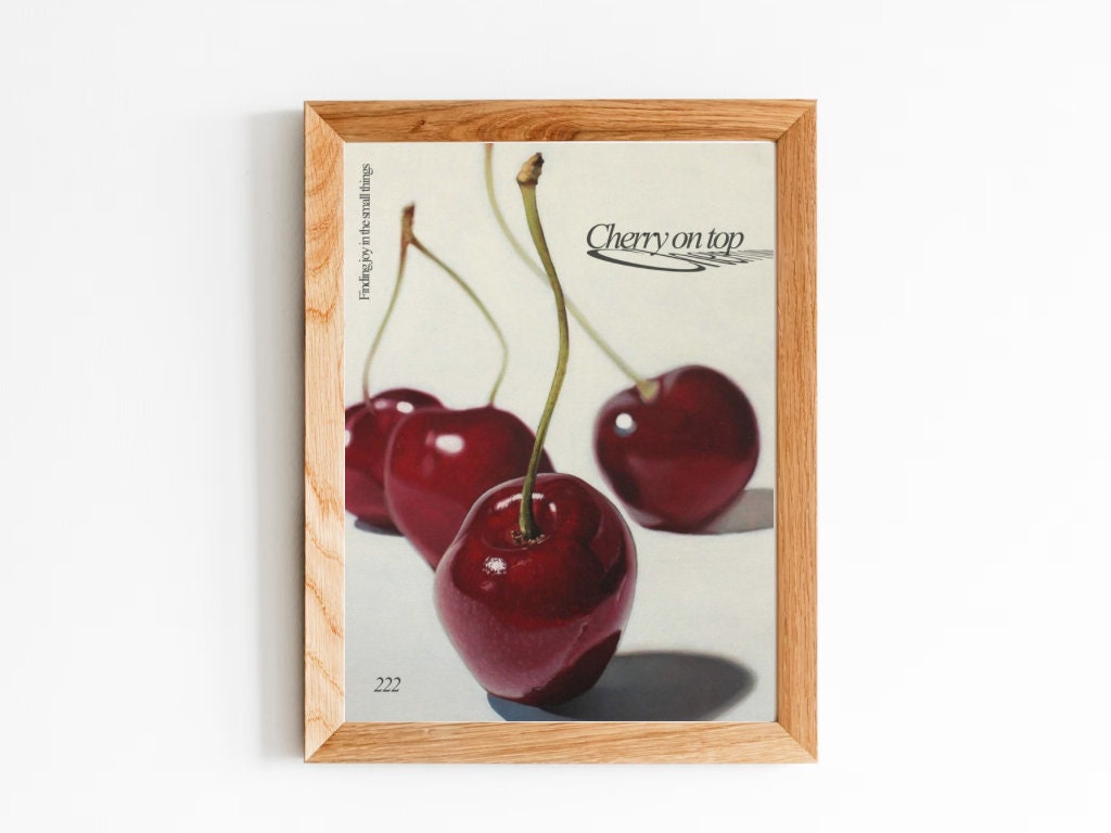 Cherry on Top Aesthetic Type Poster, Digital Download Trendy Wall Art ...